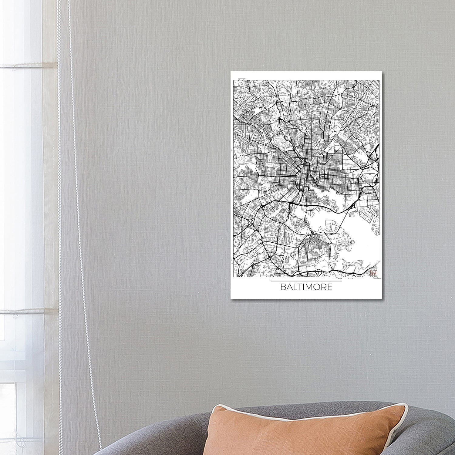 Borough Wharf Baltimore Minimal Urban Blueprint Map | Wayfair.co.uk