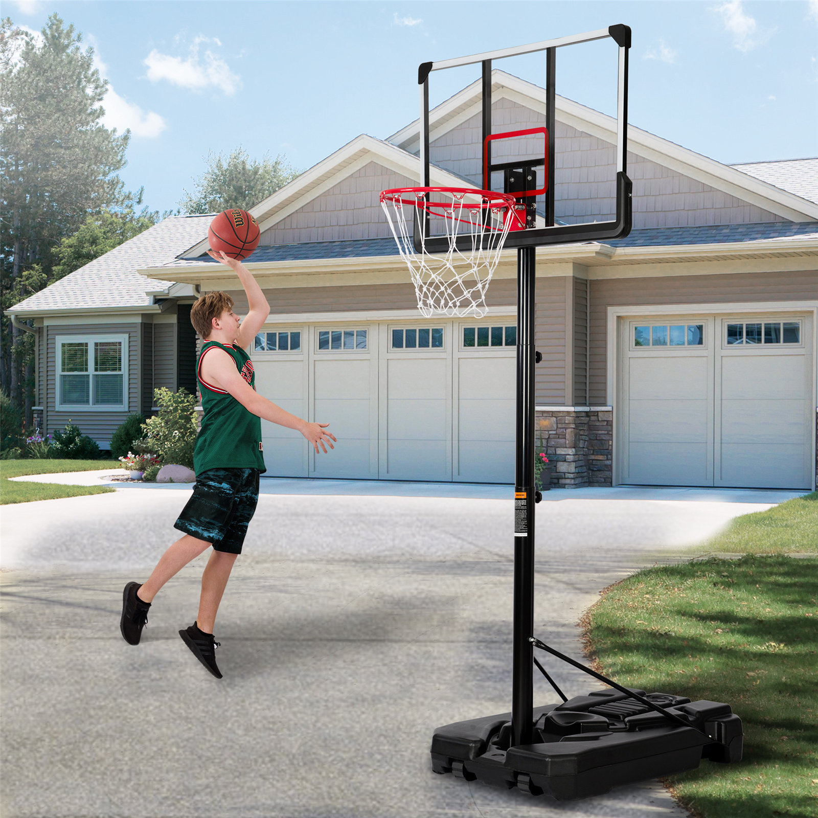 Norbi Portable Basketball Hoop Goal Outdoor Basketball System With 6 