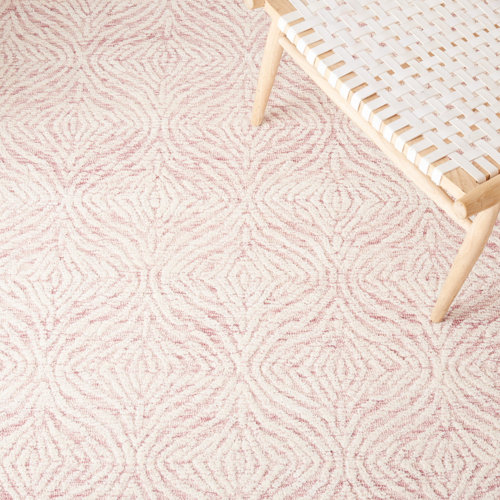 Bungalow Rose Pezanetti Handmade Wool Pink/Ivory Rug | Wayfair