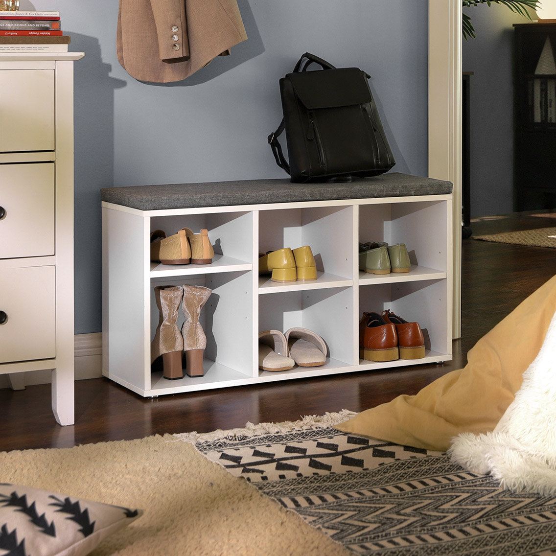 Latitude Run® 6 Pair Shoe Storage Bench & Reviews | Wayfair