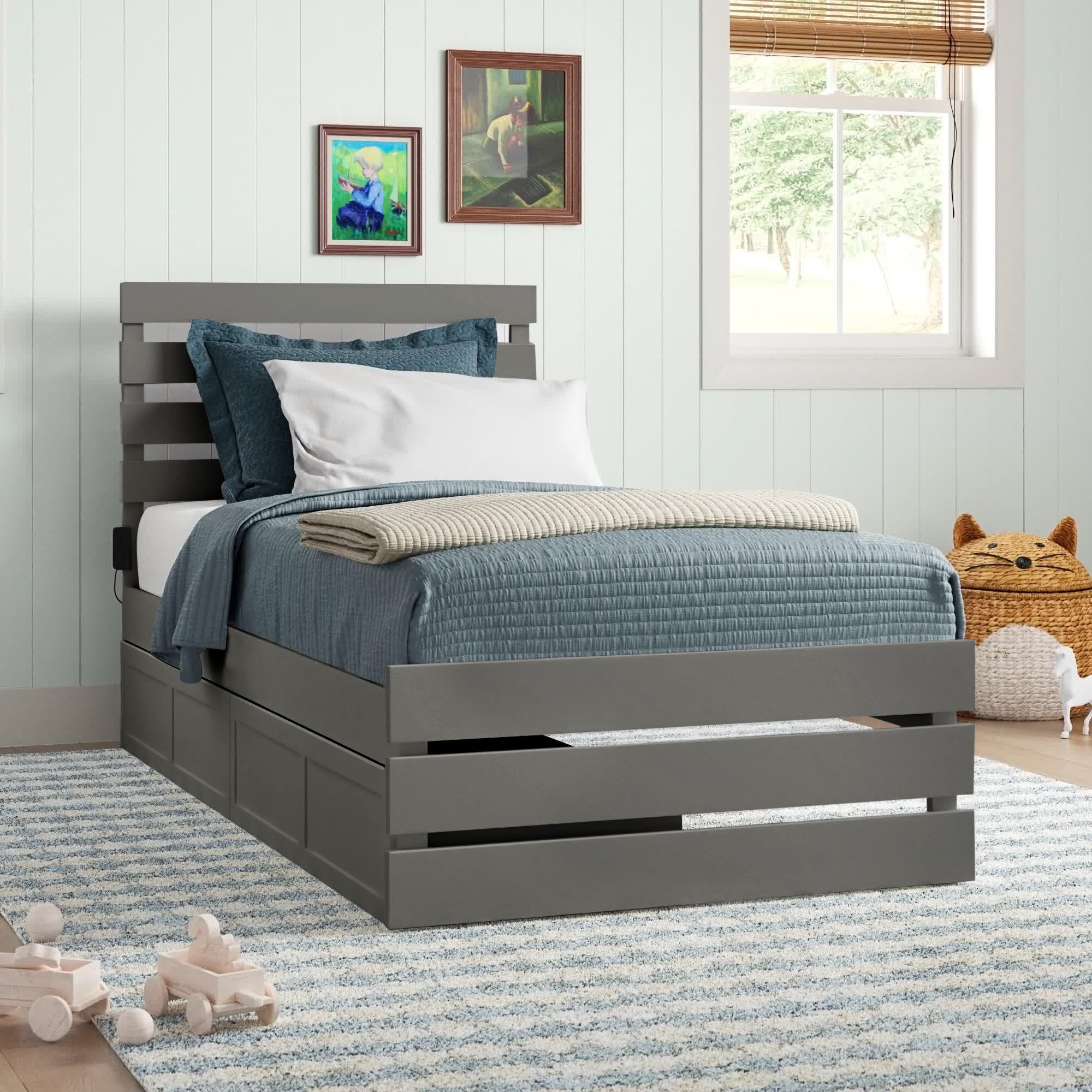 Sand & Stable Baby & Kids Dionis Kids Extra Long Twin Bed with Drawers ...