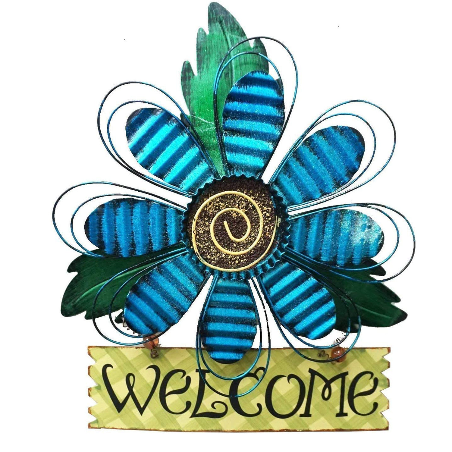 Arlmont & Co. Metal Daisy Welcome Hanging Sign | Wayfair