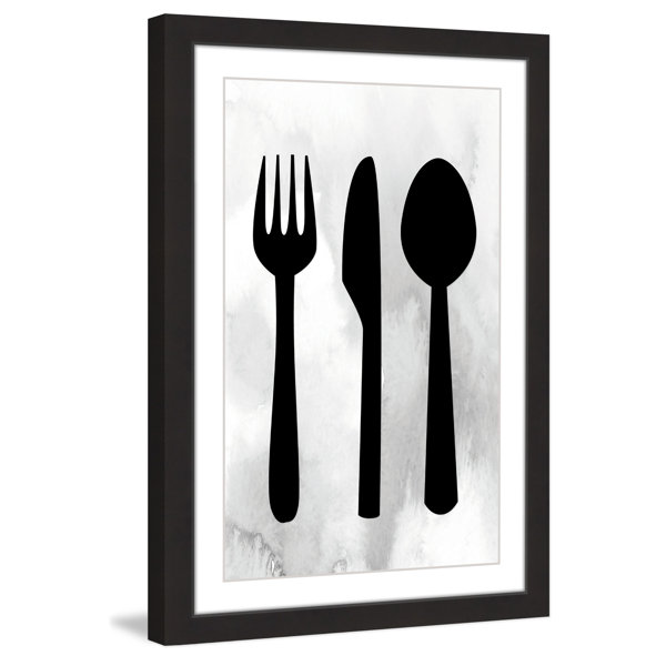 Gracie Oaks Silverware Framed On Paper Graphic Art | Wayfair