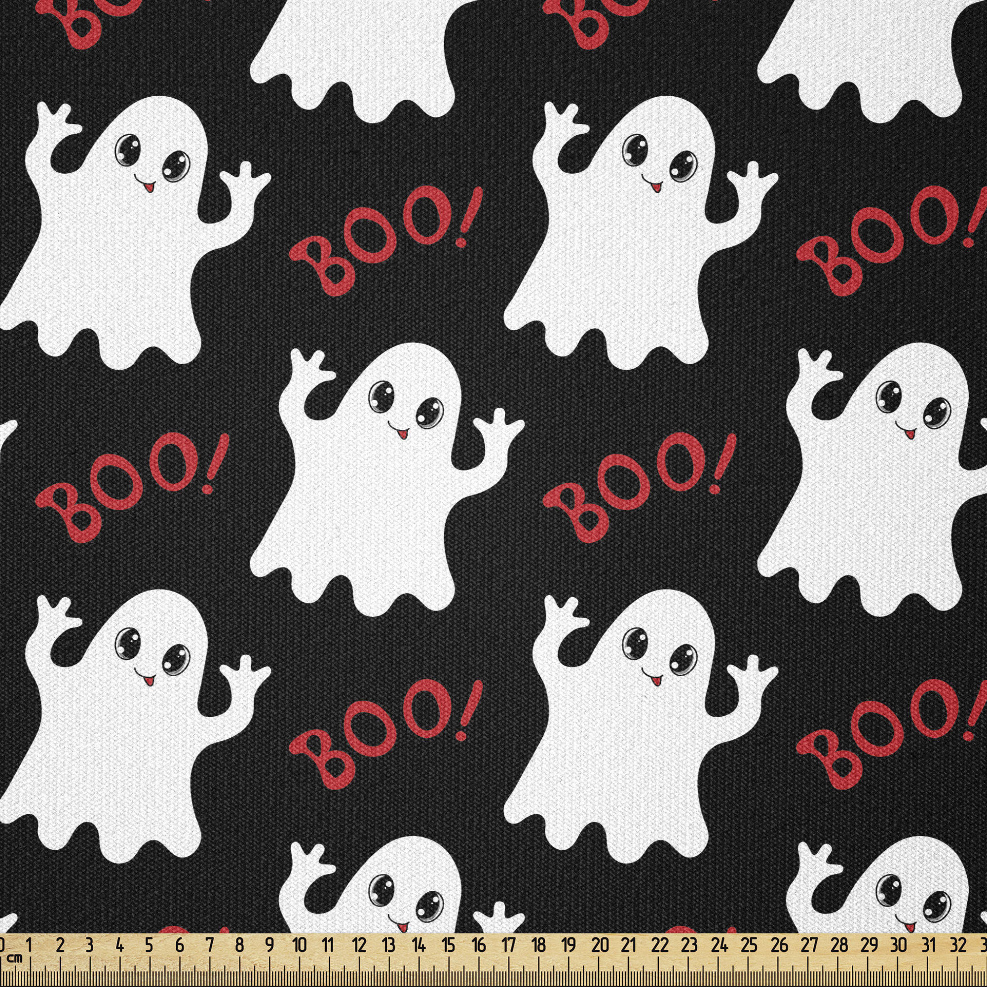 East Urban Home Ghost Fabric By The Yard, Happy Halloween Theme Silly ...