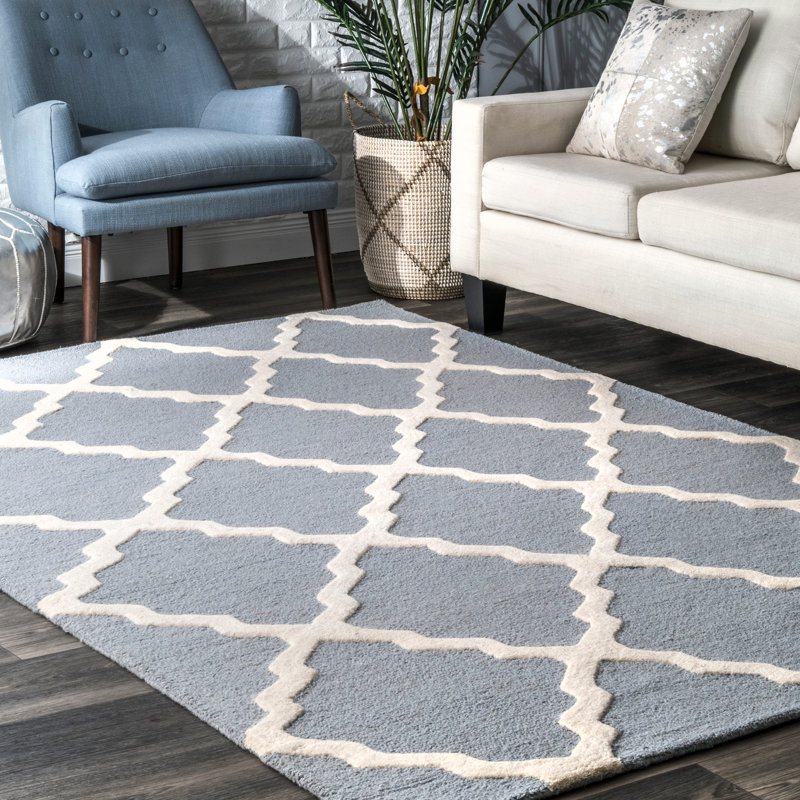 Winston Porter Zaphod Handmade Wool Spa Blue/Cream Rug & Reviews | Wayfair