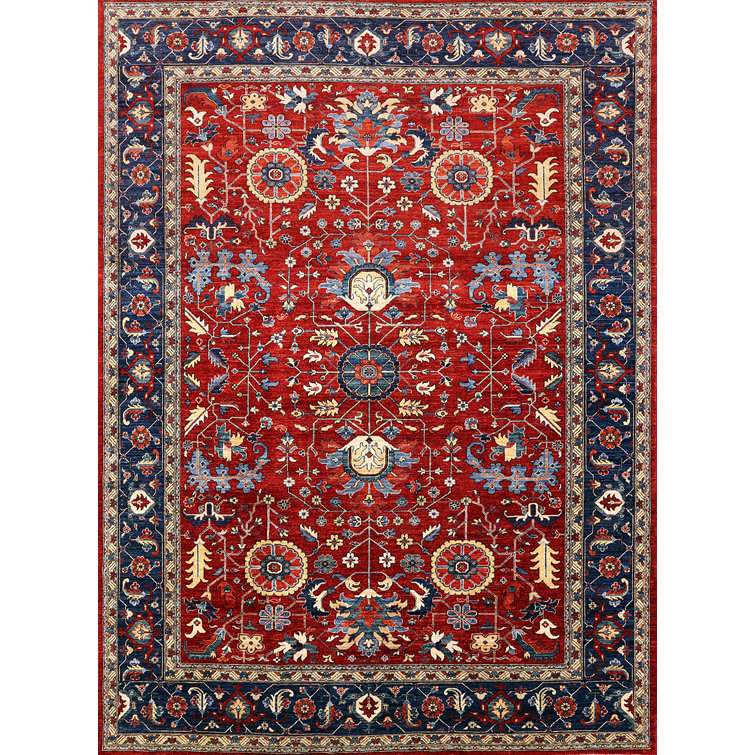 Bungalow Rose Machine Woven / Power Loomed Red/Blue Rug | Wayfair