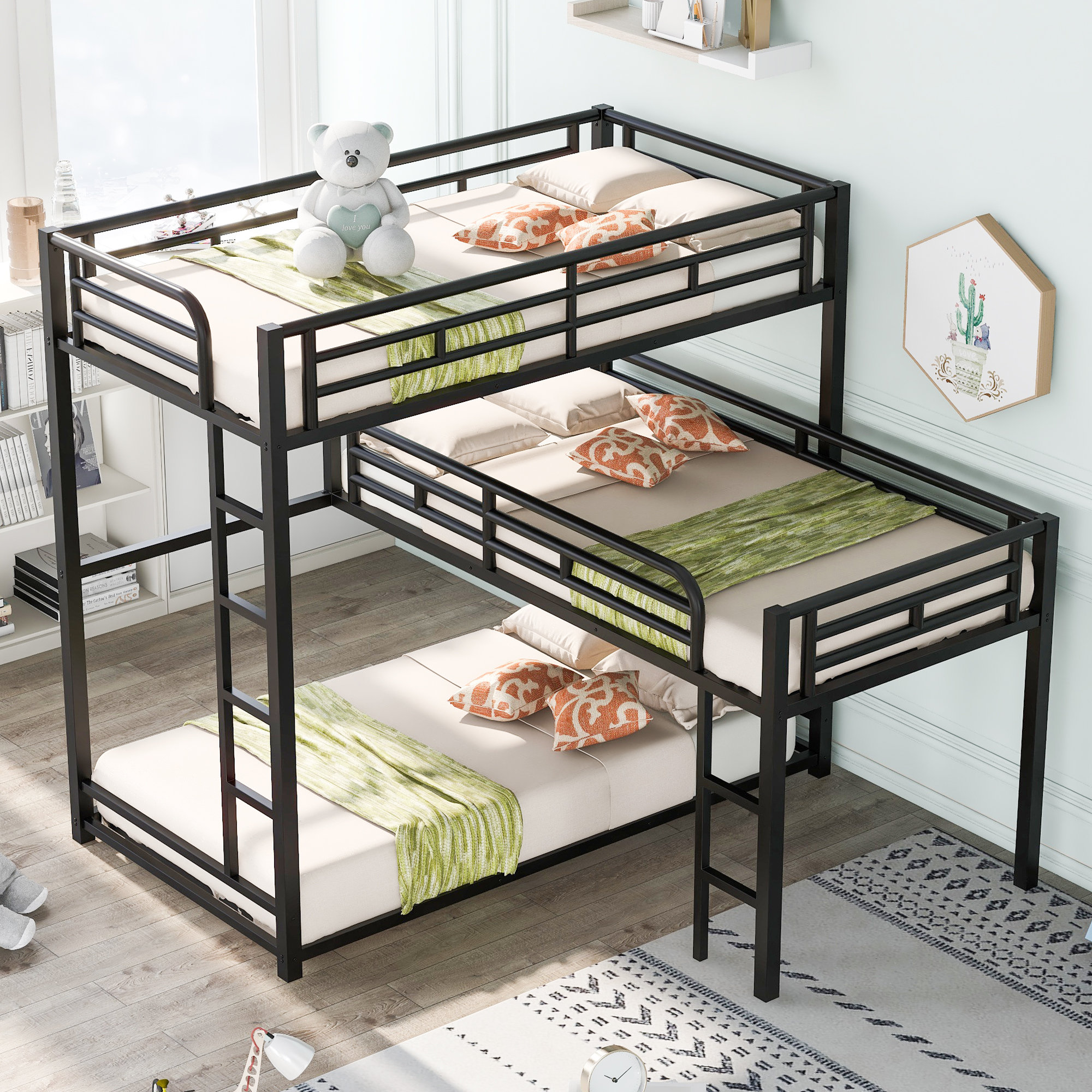 Isabelle & Max™ Faulks L Shape Triple Twin Bunk Bed | Wayfair