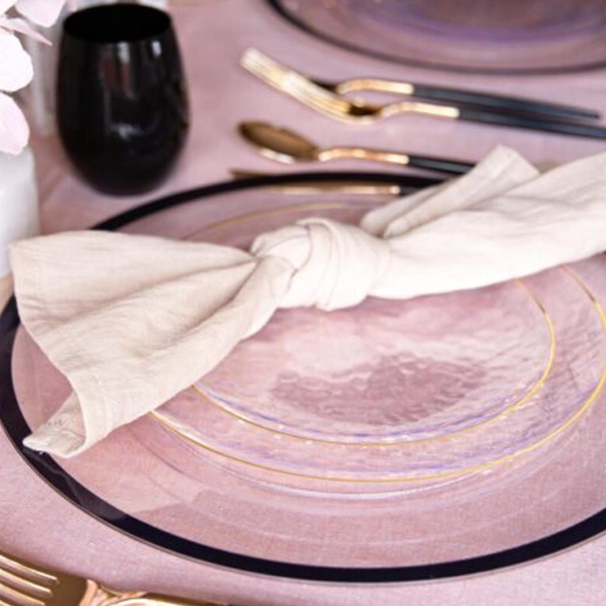 Ecoquality 9 Inch Round Clear Hammered Plates With Gold Rim Design 30 ...