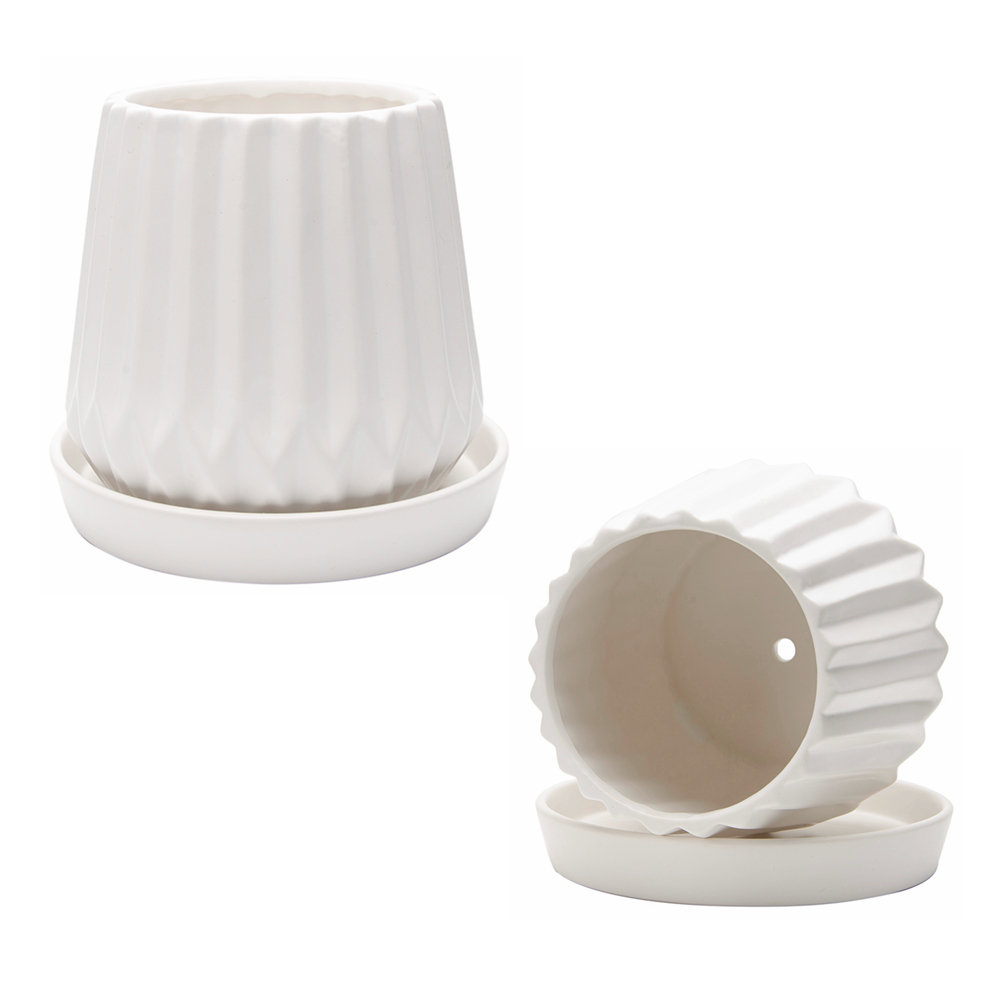 KRALIX Planter Pots Round, Ceramic Plant Pots, With Drainage Hole And ...