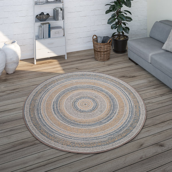 Highland Dunes Round Indoor & Outdoor Rug With Ethnic Design, For ...