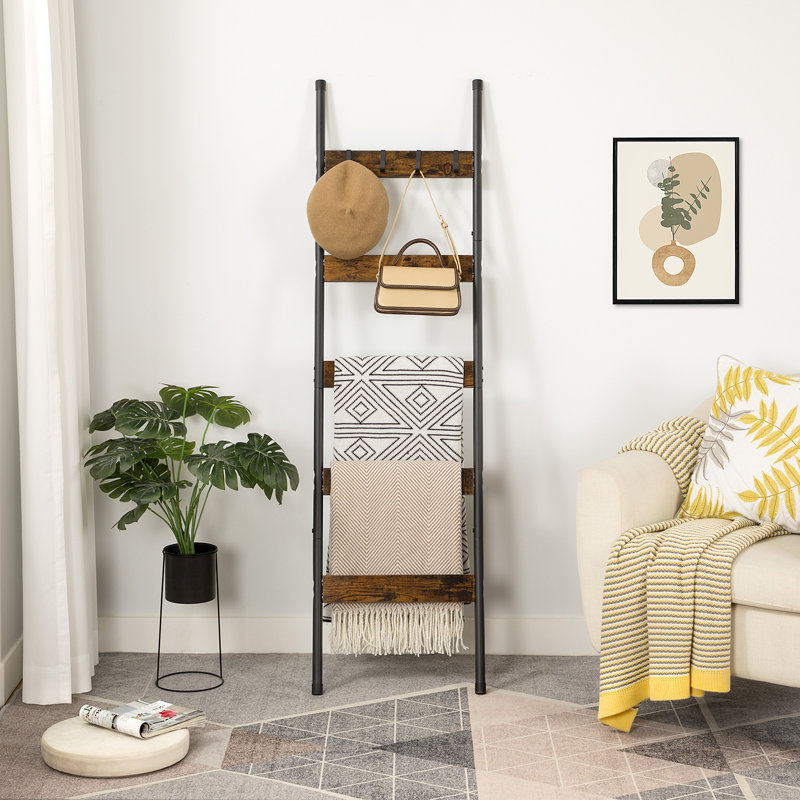 17 Stories 63'' Tall Blanket Ladder with 4 Hooks | Wayfair