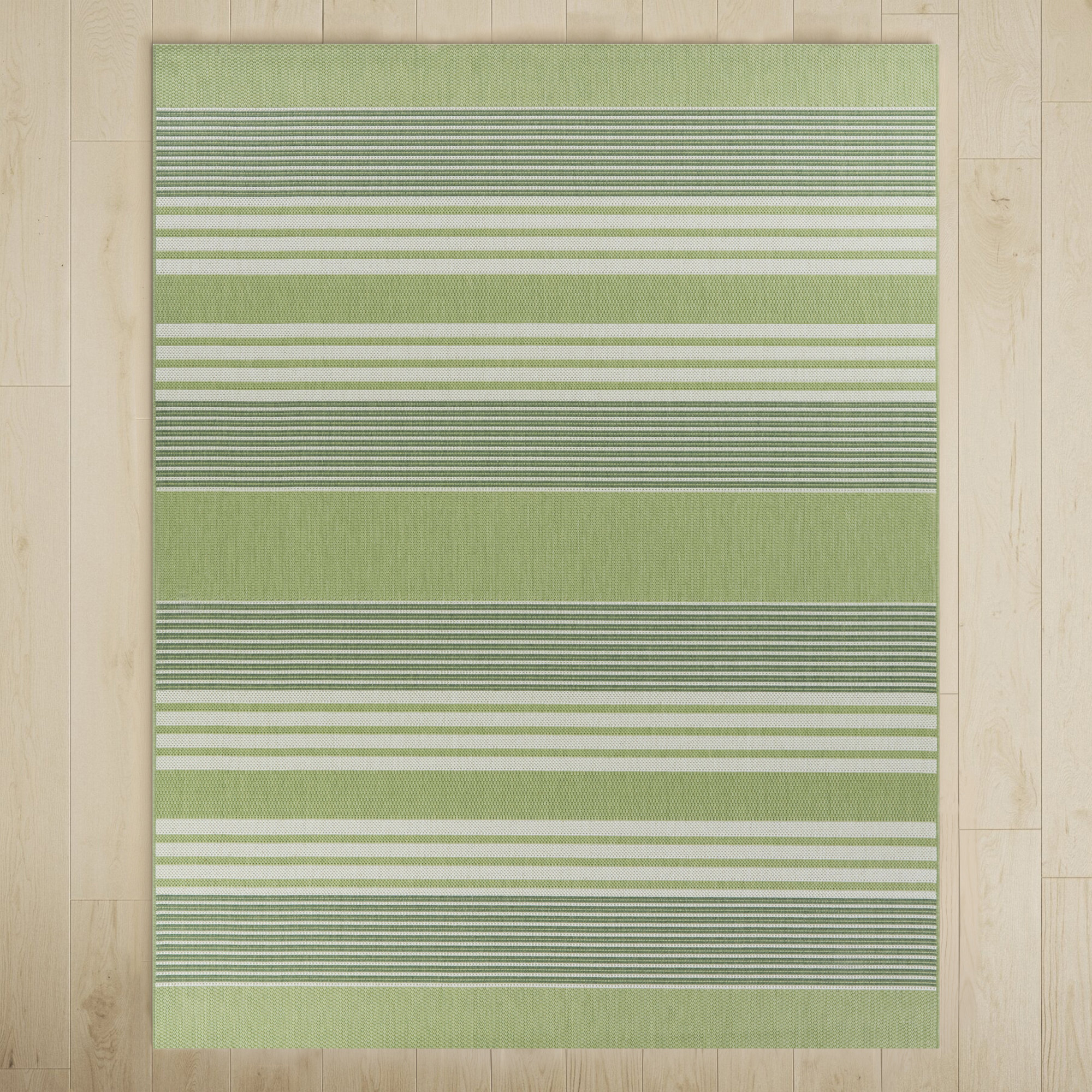 Birch Lane™ Danes Flatweave Performance Light Green/Dark Green/White ...