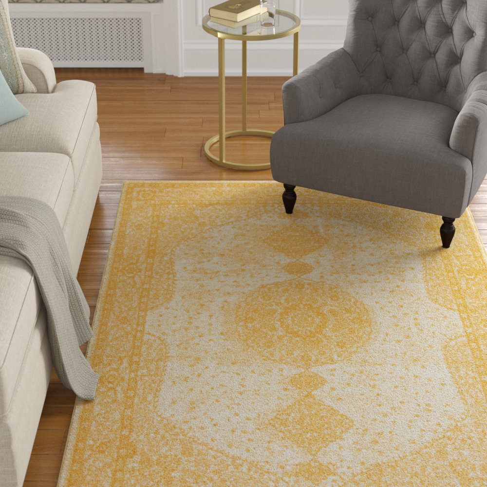 Charlton Home® Oriental Yellow Area Rug & Reviews | Wayfair