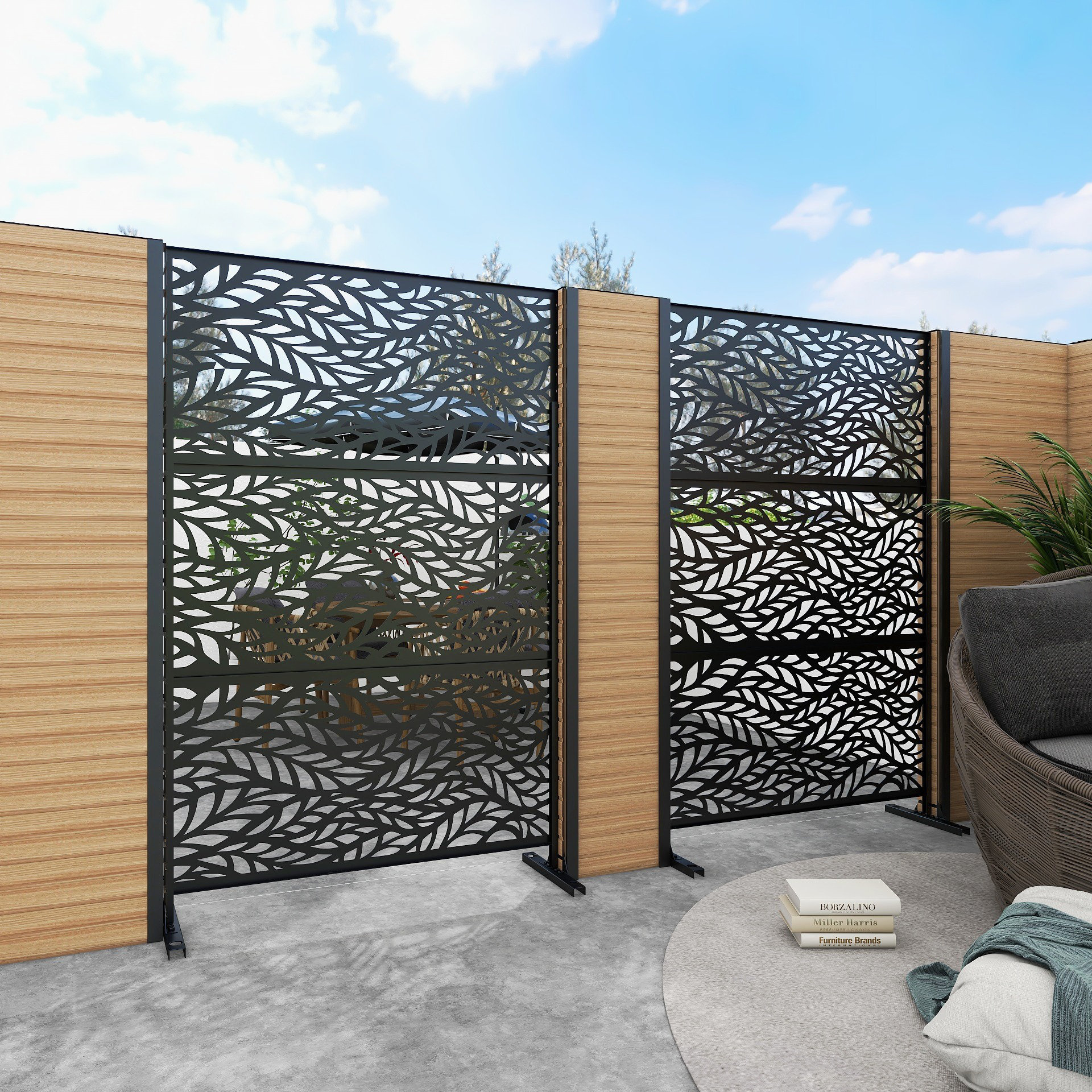 UIXE 6.5 ft. H x 4 ft. W Metal Privacy Screen | Wayfair