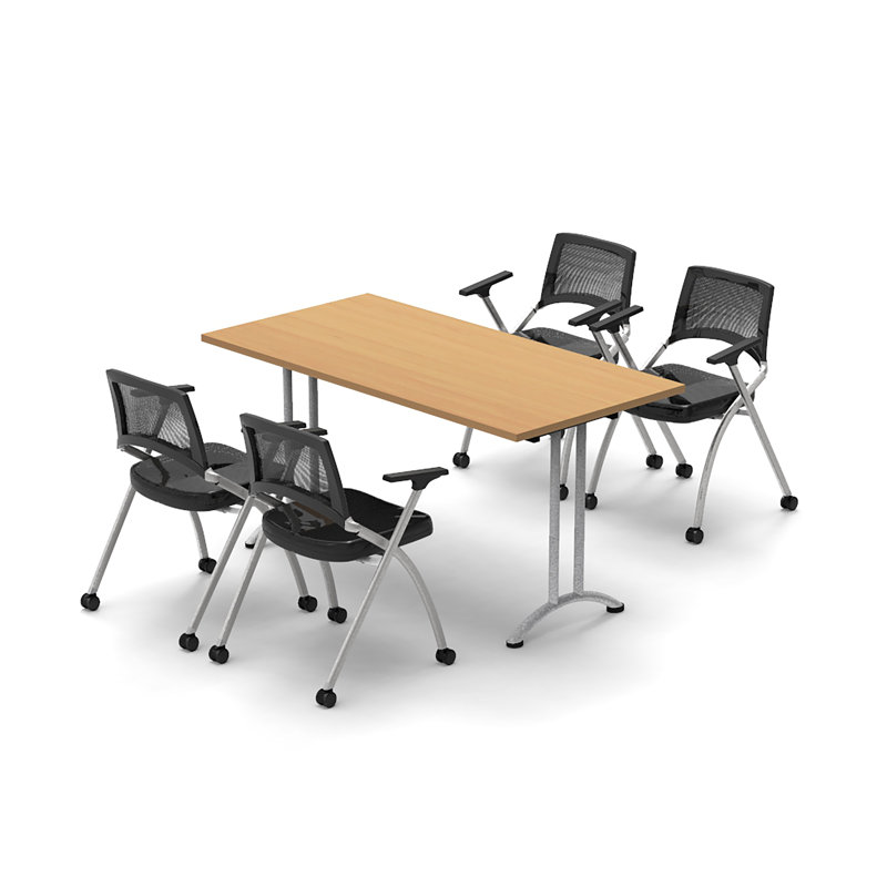 Inbox Zero Alani 4 Person Conference Meeting Table with 4 Chairs ...