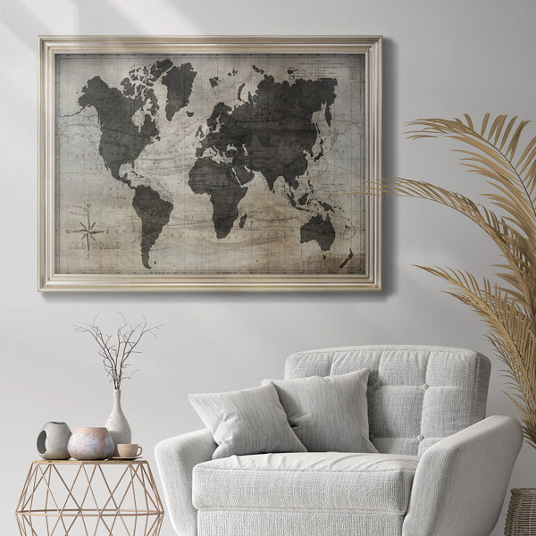 Williston Forge World Map - Picture Frame Print on Canvas | Wayfair