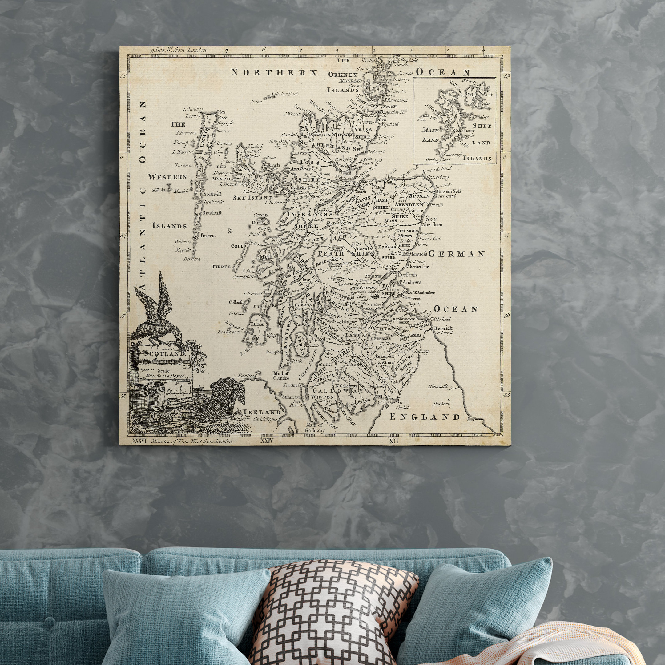 World Menagerie Map Of Scotland Framed On Canvas Print | Wayfair