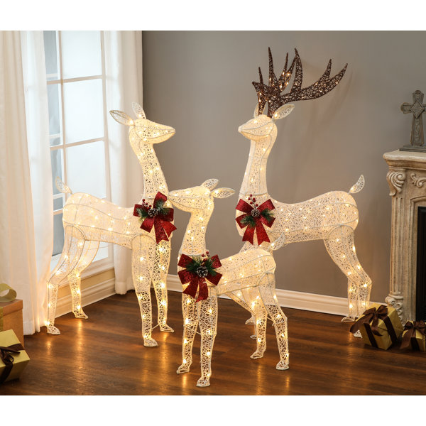 The Holiday Aisle® 3 Piece Deer Family Lighted Display Set & Reviews ...