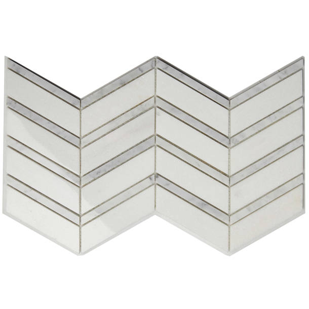 Mango Tile Roma 9" x 16" Marble Herringbone Mosaic Wall & Floor Tile ...