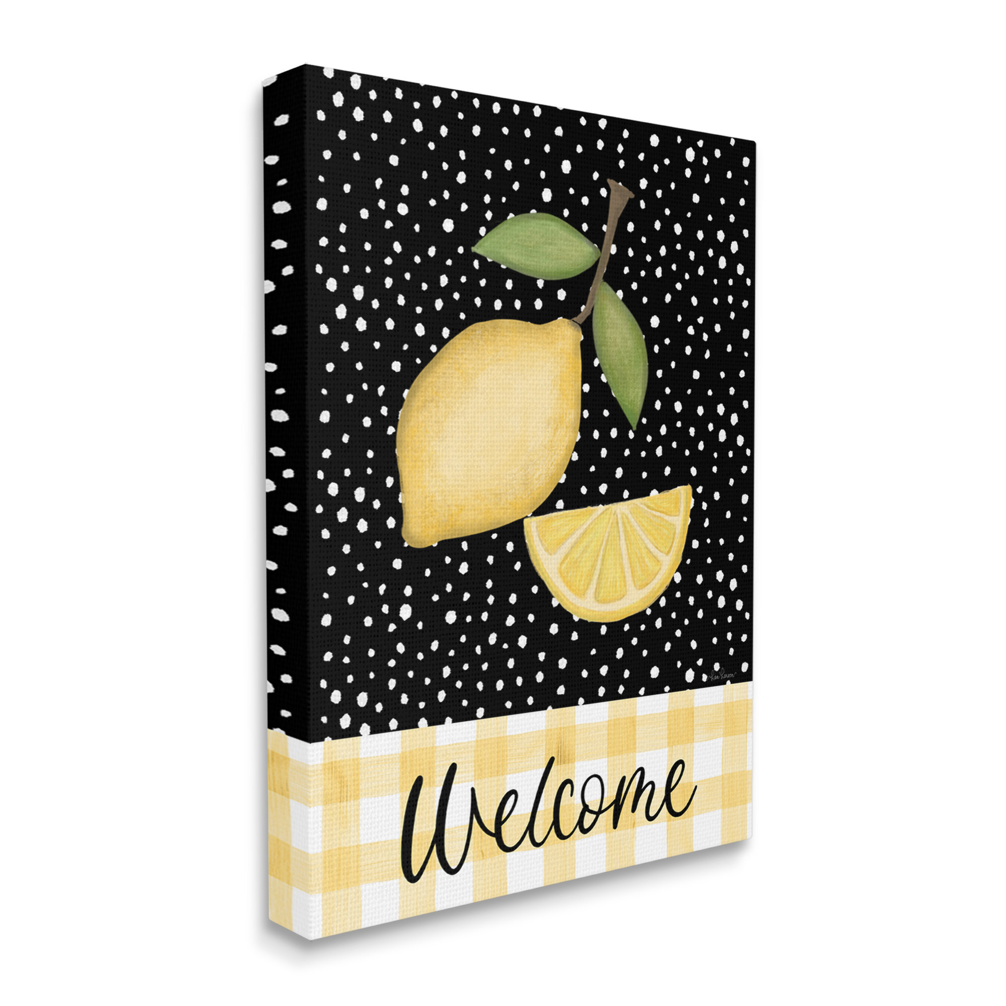 Stupell Industries Country Welcome Sign Polka Dot Pattern Lemons by ...