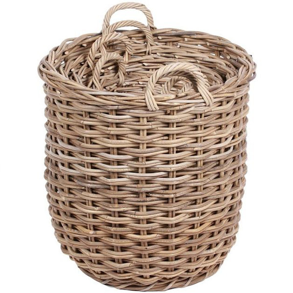 Red Hamper Storage Round Wicker Log Carrier | Wayfair.co.uk