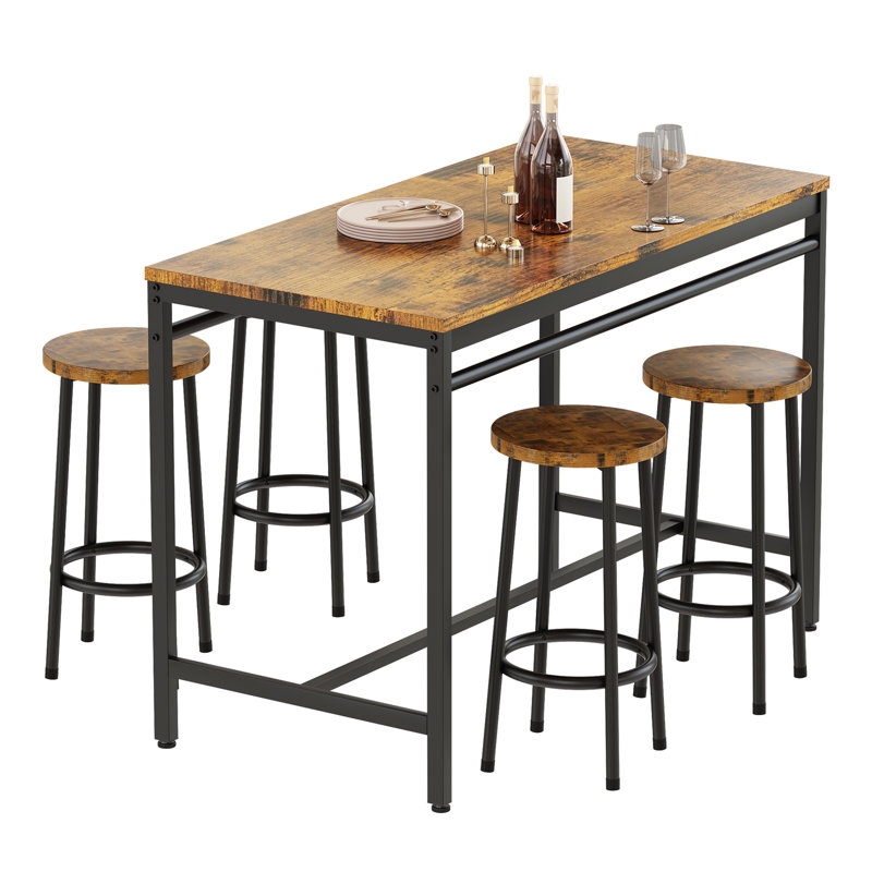 17 Stories Jeanan 4 - Person Bar Height Dining Set & Reviews | Wayfair