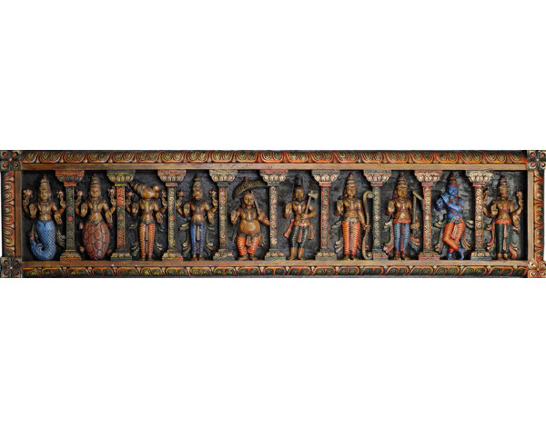 Exotic India Dashavatara Panel Of Bhagawana Vishnu(From The Left ...