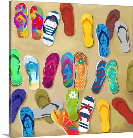 Highland Dunes Hanging Flip Flops Printed Wall Décor & Reviews | Wayfair