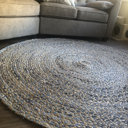 Birch Lane™ Round Geometric Handmade Handwoven Blue/Tan Area Rug ...