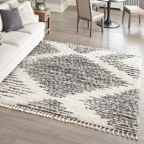 Steelside™ Rodney Performance White Rug & Reviews | Wayfair