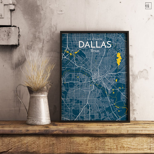 OurPoster.com Dallas City Map On Paper Graphic Art | Wayfair