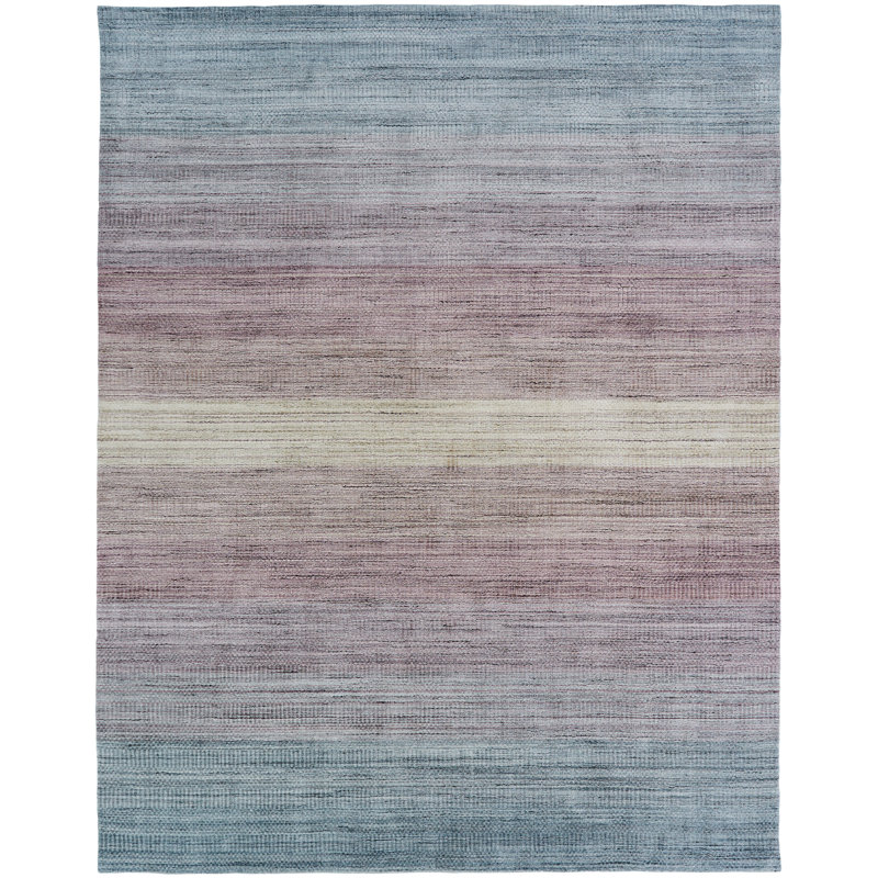 Highland Dunes Macclesfield Ombre Hand Loomed Wool/Silk Pink/Blue Area ...