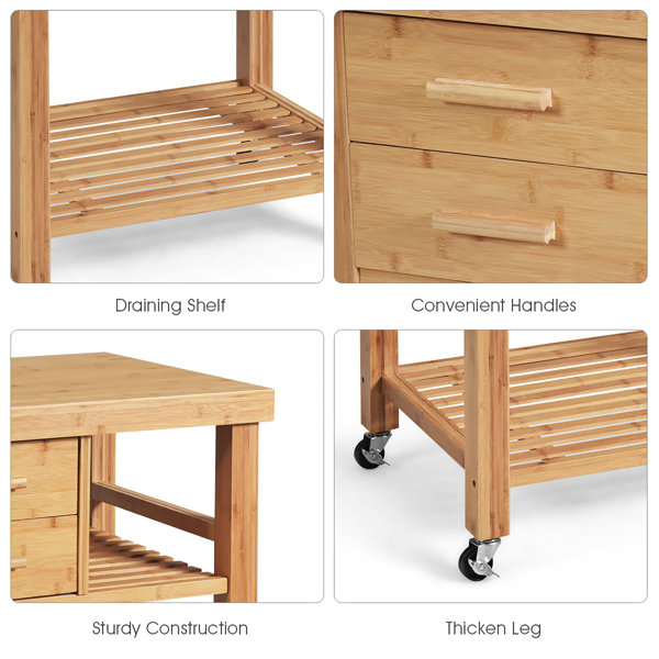 Loon Peak® Bamboo Kitchen Cart | Wayfair