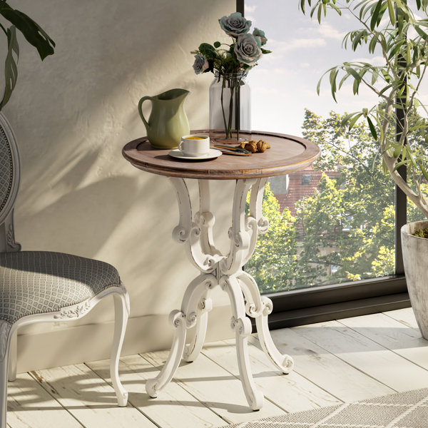 Ophelia & Co. Plaisance Rustic Farmhouse End Table, Natural Top Side ...