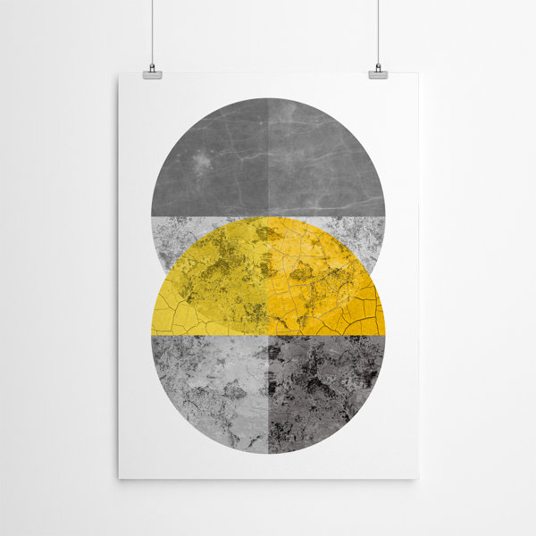Fjørde & Co Yellow Gray Modern Circle Print by Pop Monica - Poster Art ...