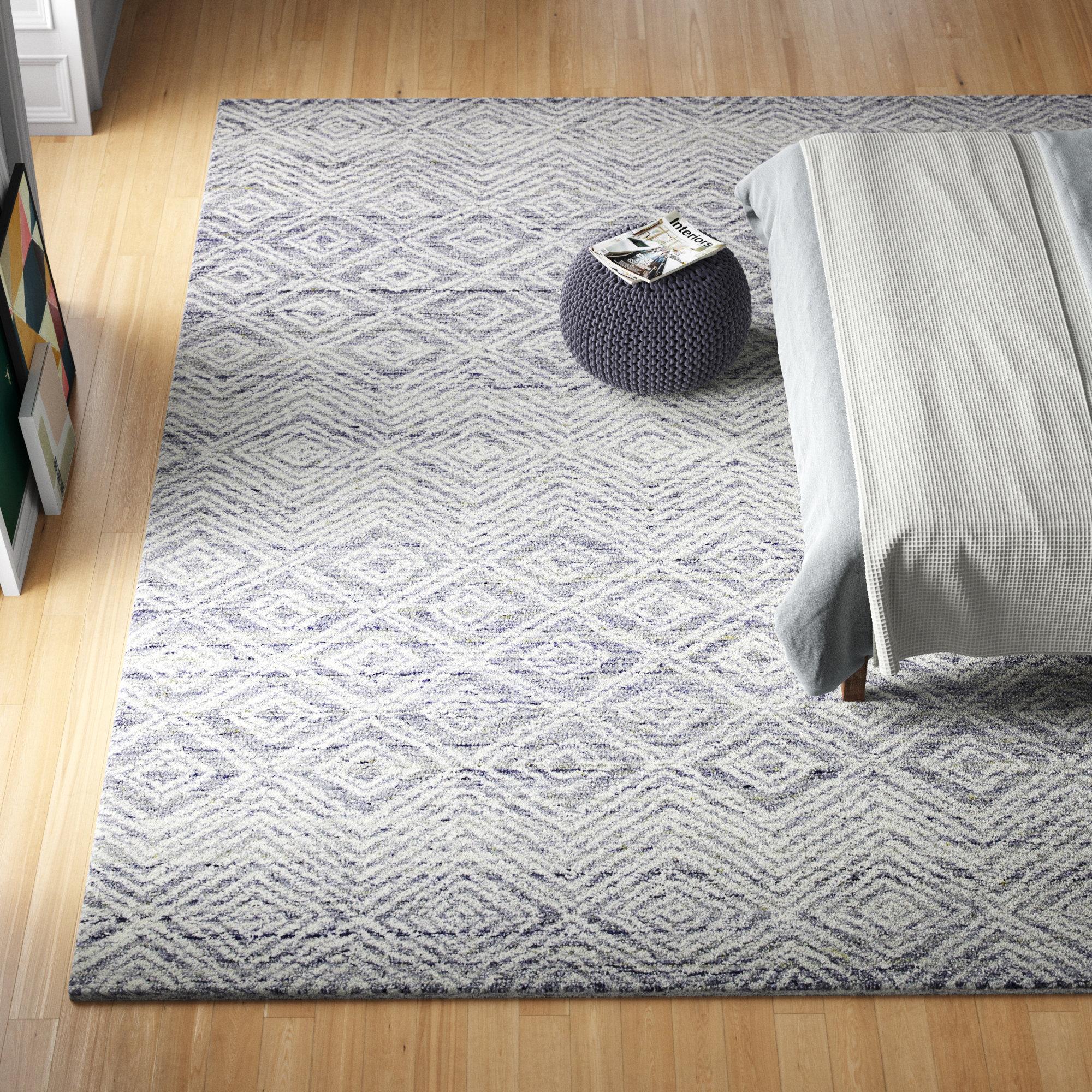 Wade Logan® Verner Geometric Handmade Tufted Wool Gray/Blue/Cream Rug ...