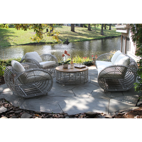 Outdoor Interiors 4 Pc. Grey Lava Seating Group | Wayfair