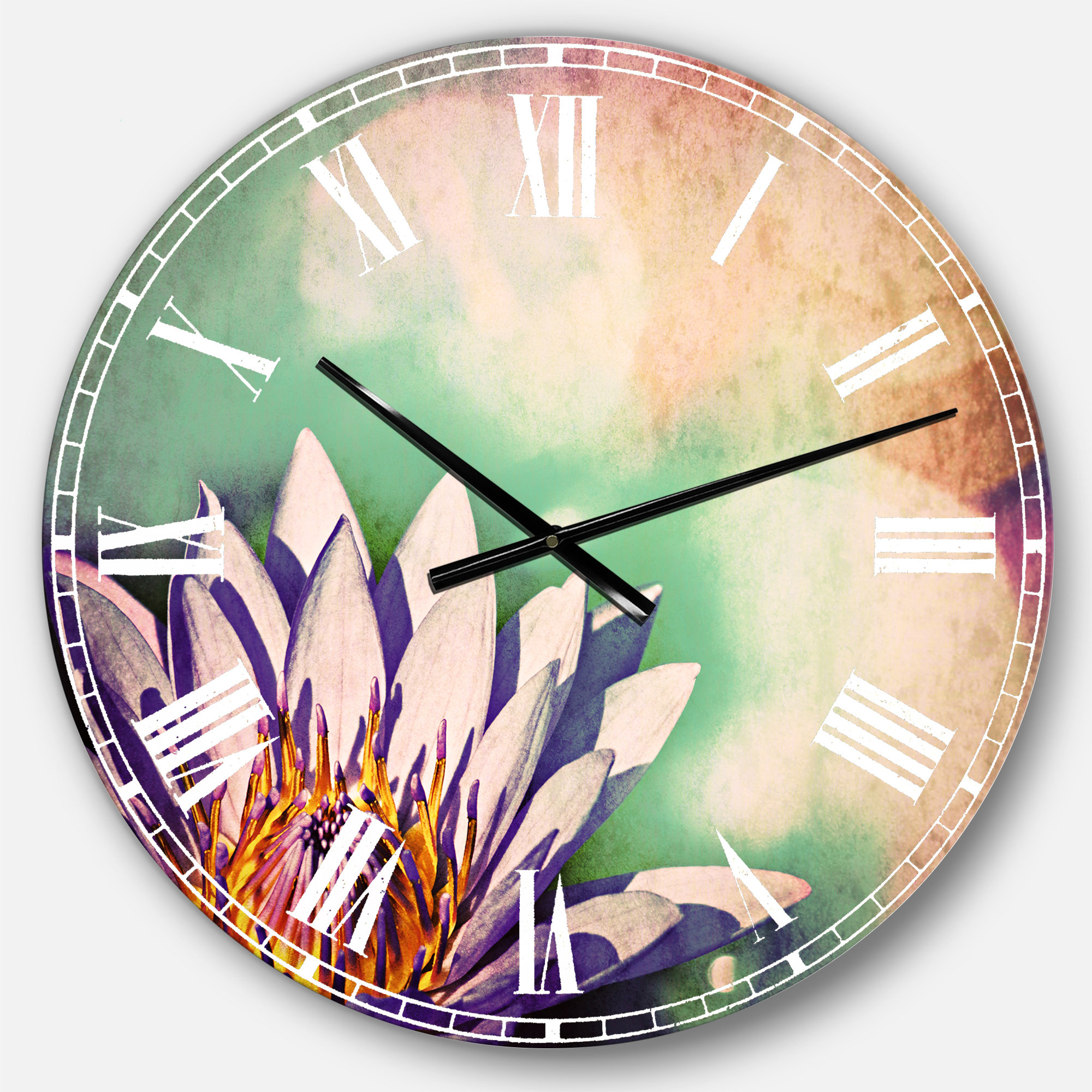 East Urban Home Blossoming Purple Lotus Flower - Traditional wall clock ...