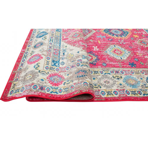 Bungalow Rose Larrick Performance Pink/Beige Rug | Wayfair
