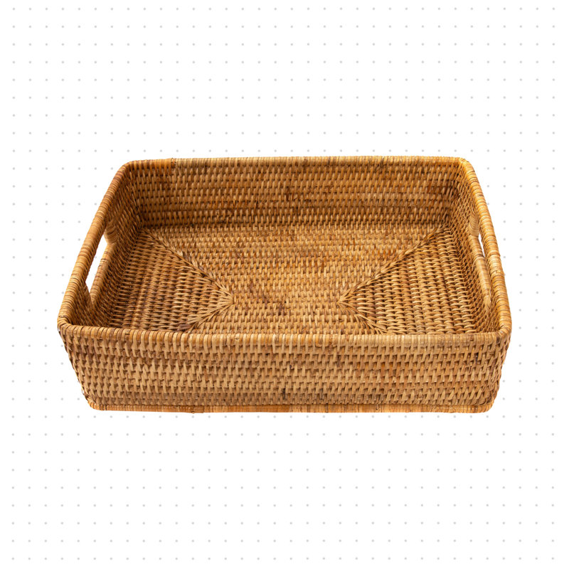 Dotted Line™ Rattan Rectangular Basket with Rounded Corners and Cutout ...