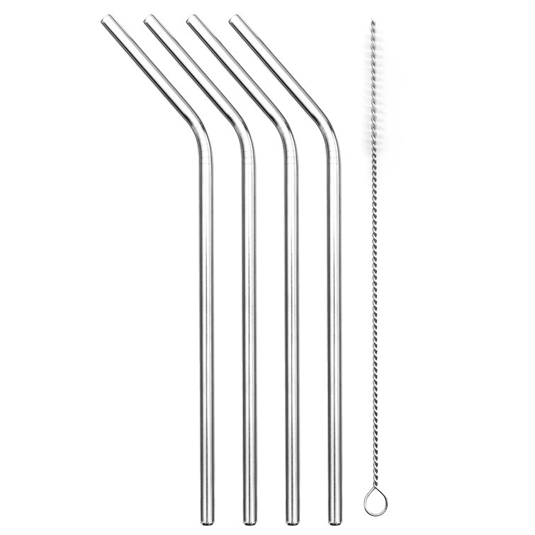 Echo Three Metal Straws Silver (Set Of 4) | Wayfair.co.uk