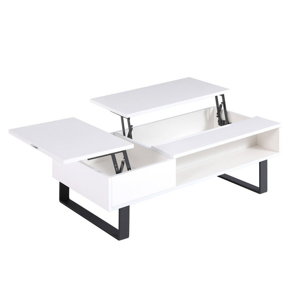 Ivy Bronx Liftable Coffee Table HAPPY 120X60cm Lacquered White Glossy ...