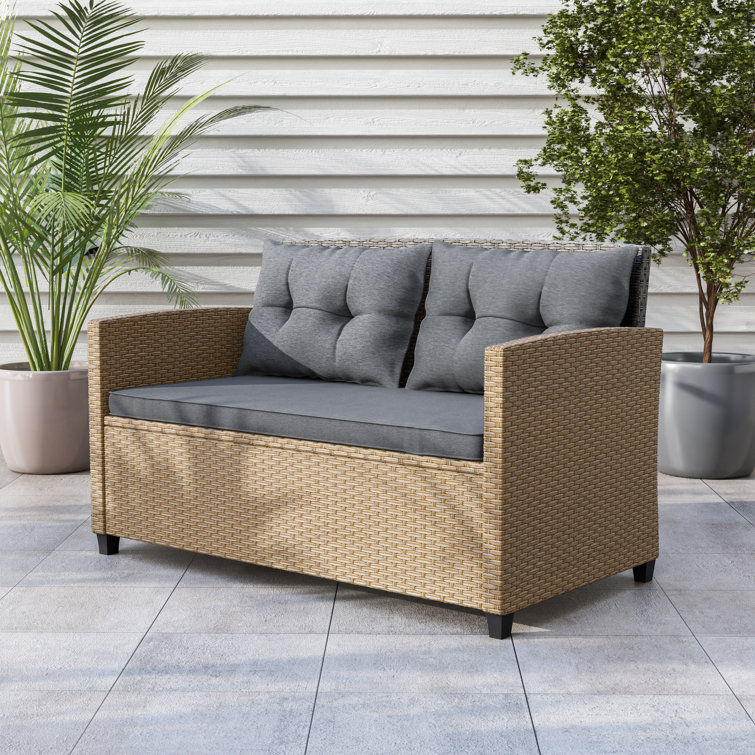 Winston Porter Eshar 48.75'' Wide Outdoor Loveseat with Cushions | Wayfair