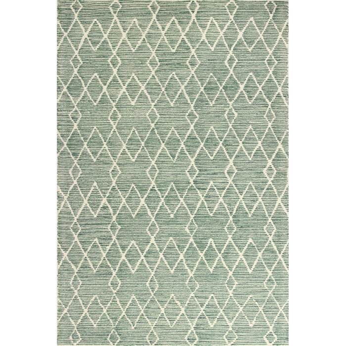 Darya Home Handmade Wool Sage/White Rug | Wayfair