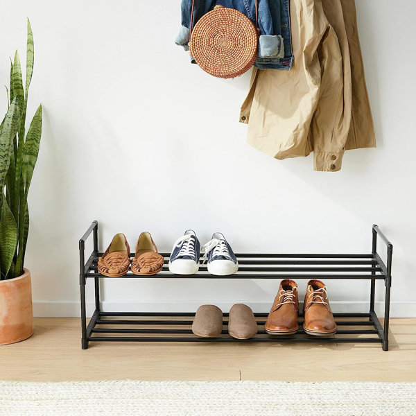 Rebrilliant 10 Pairs Black Metal Shoe Rack | Wayfair