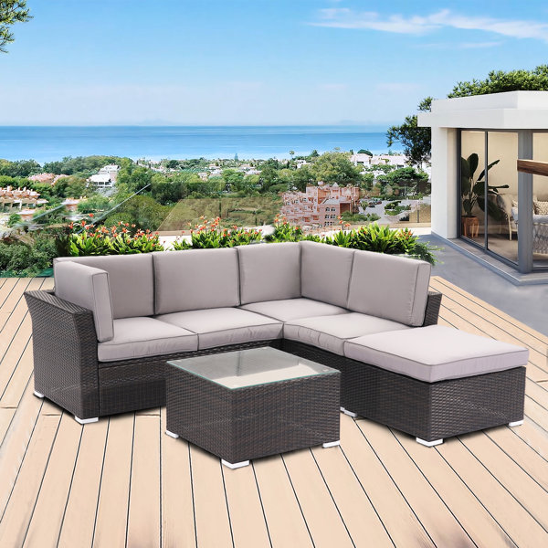 Latitude Run® Yalin 53.94'' Wide Outdoor Wicker Symmetrical Patio ...