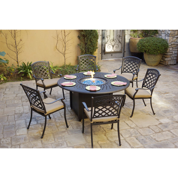Outdoor-fire-dining-table-set | Wayfair