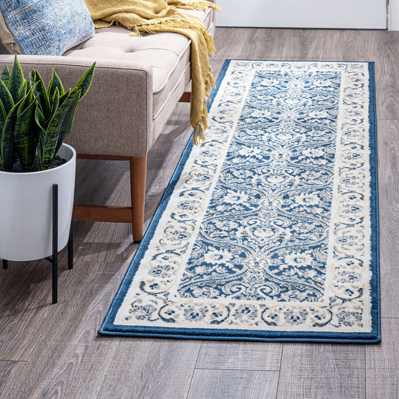 Astoria Grand Boell Oriental Area Rug in Dark Blue & Reviews | Wayfair