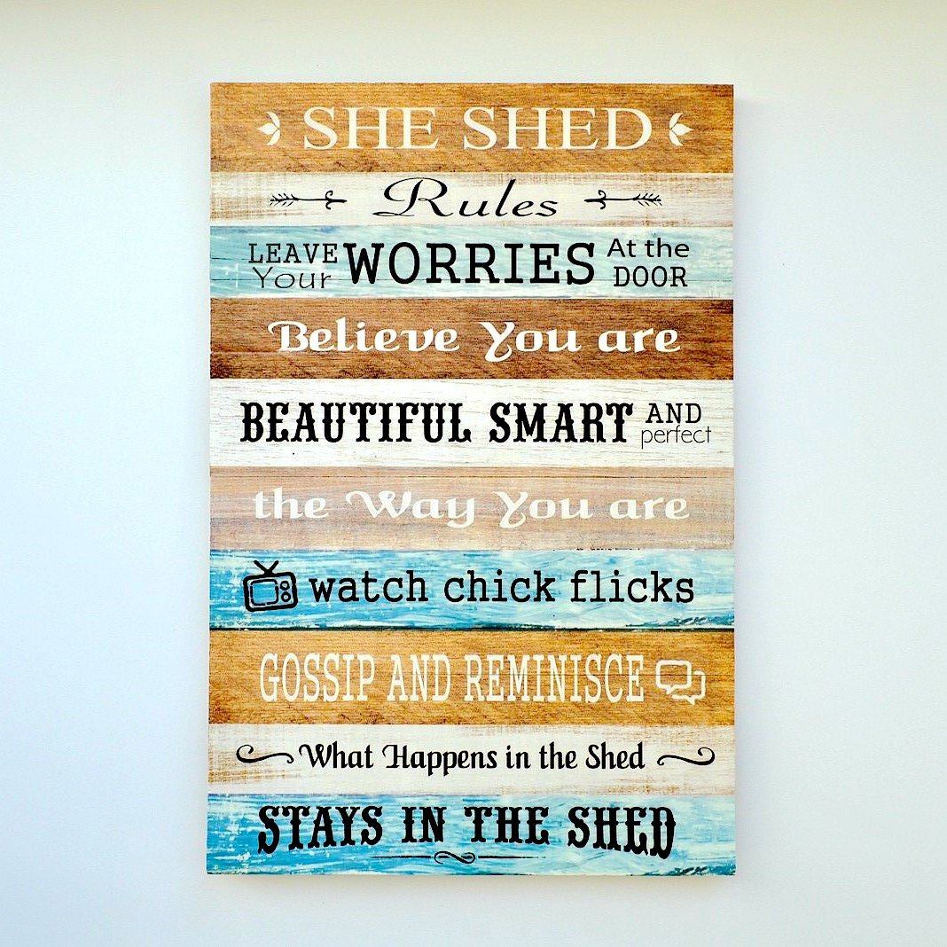 Trinx She Shed Rules - Unframed Textual Art on MDF | Wayfair
