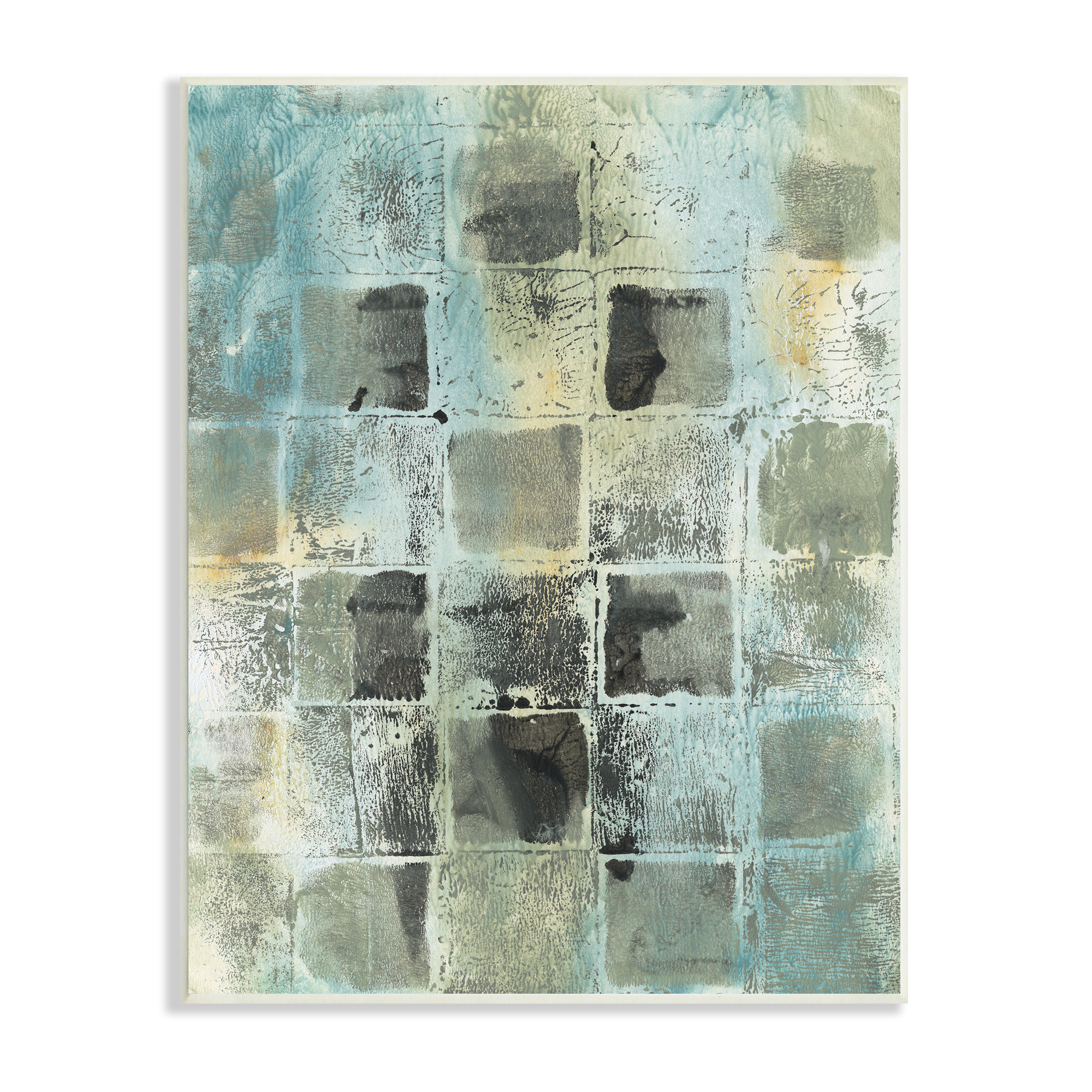 Stupell Industries Gray Distressed Checkerboard Grid Abstract Block ...